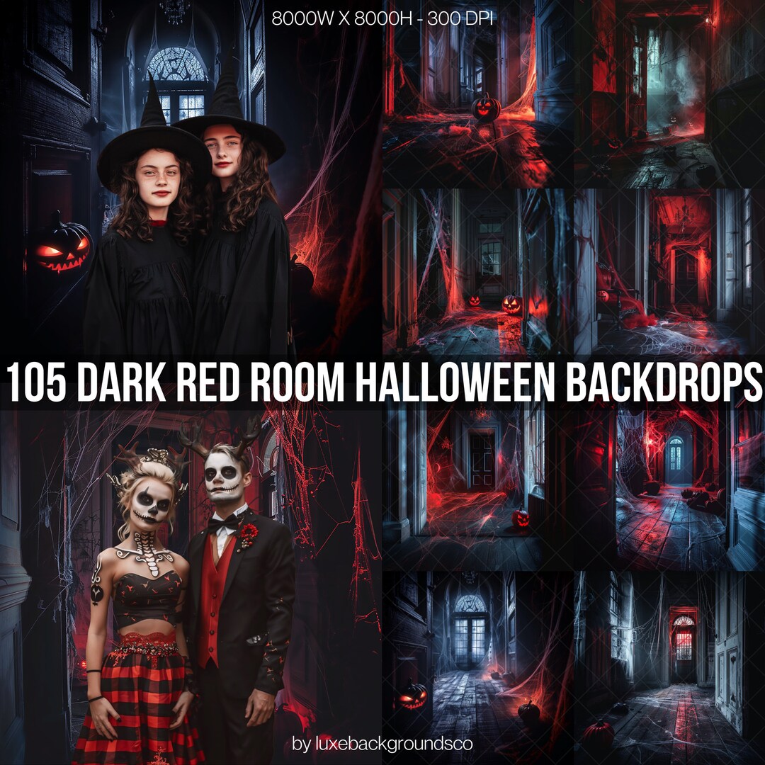 105 Gothic Dark Red Room Halloween Backdrop, Fantasy Haunted House ...