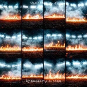 100 Fire American Football Field Digital Backdrop,sports Photo ...