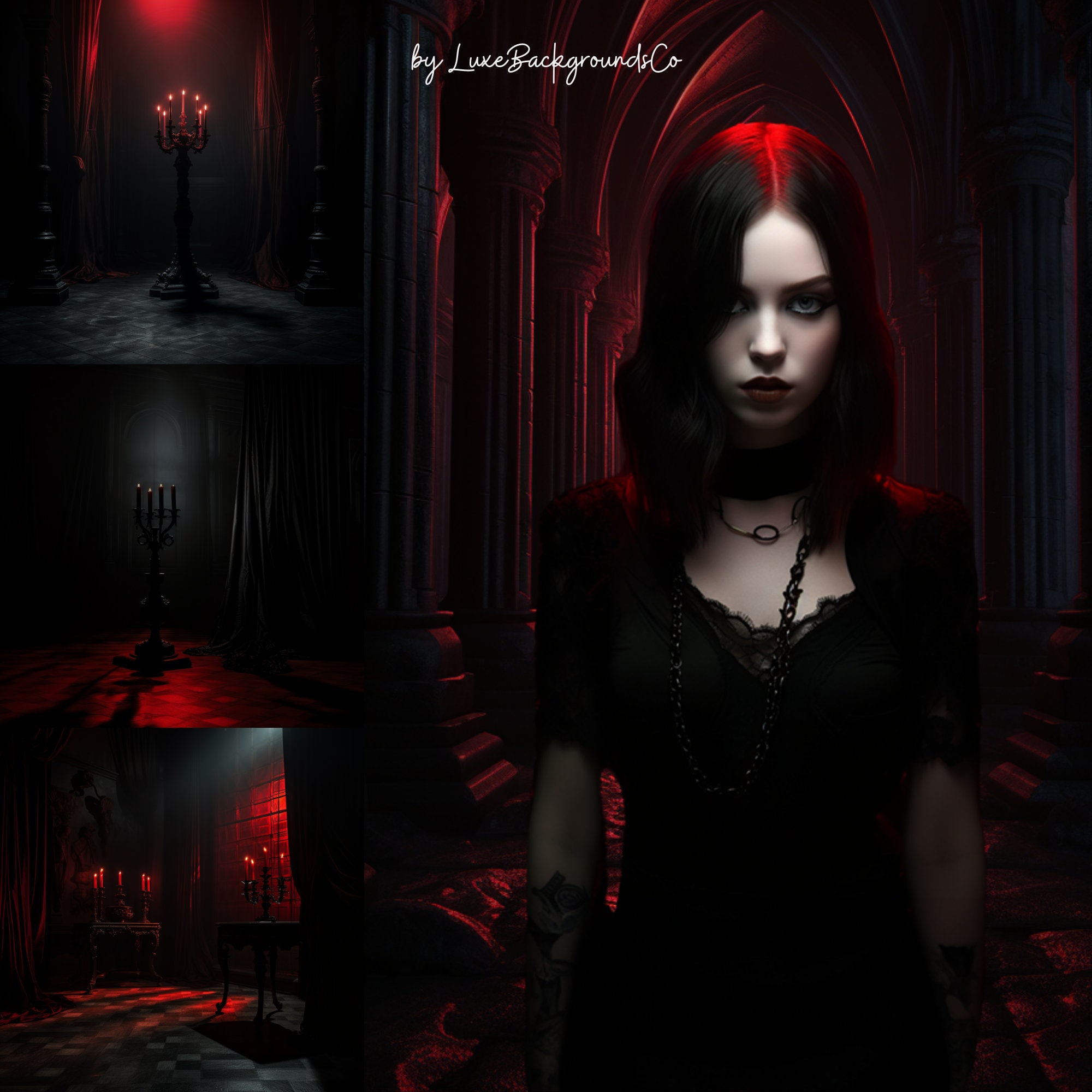 40 Vampire Gothic Scene Digital Backdrop,halloween Backdrop, Dark and ...