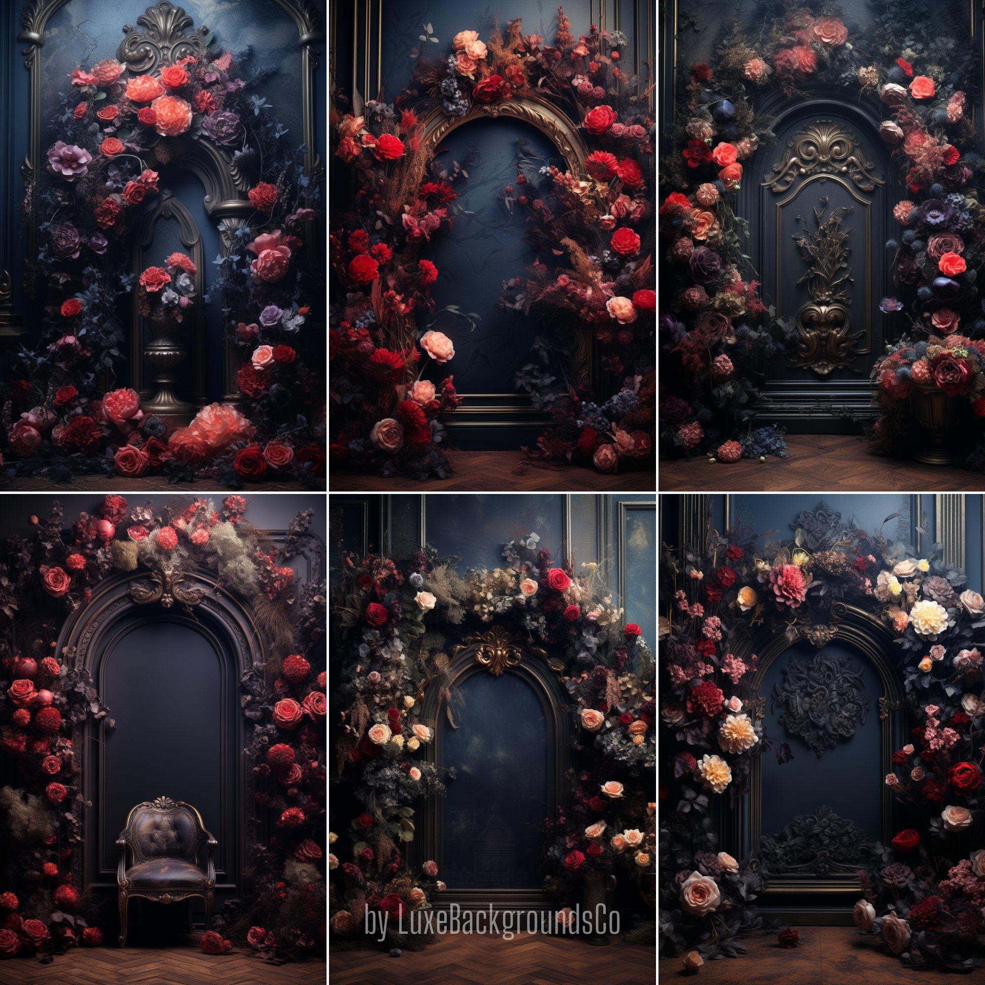 35 Gothic Floral Backdrops, Gothic Scene Digital Backdrop, Halloween ...