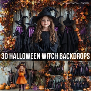 30 Halloween Digital Backdrop, Digital Backdrop for Halloween Witch ...