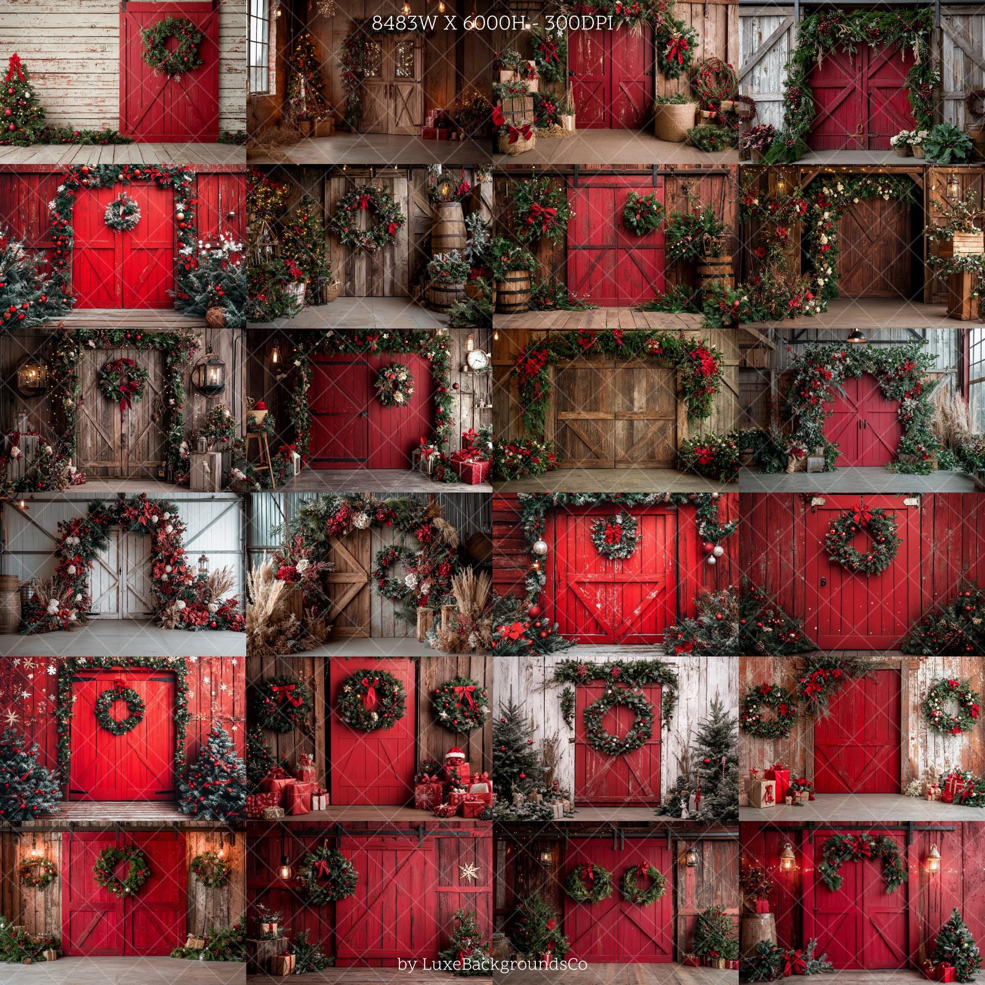 120 Christmas Barn Door Photography Backdrops,holiday Backdrops ...