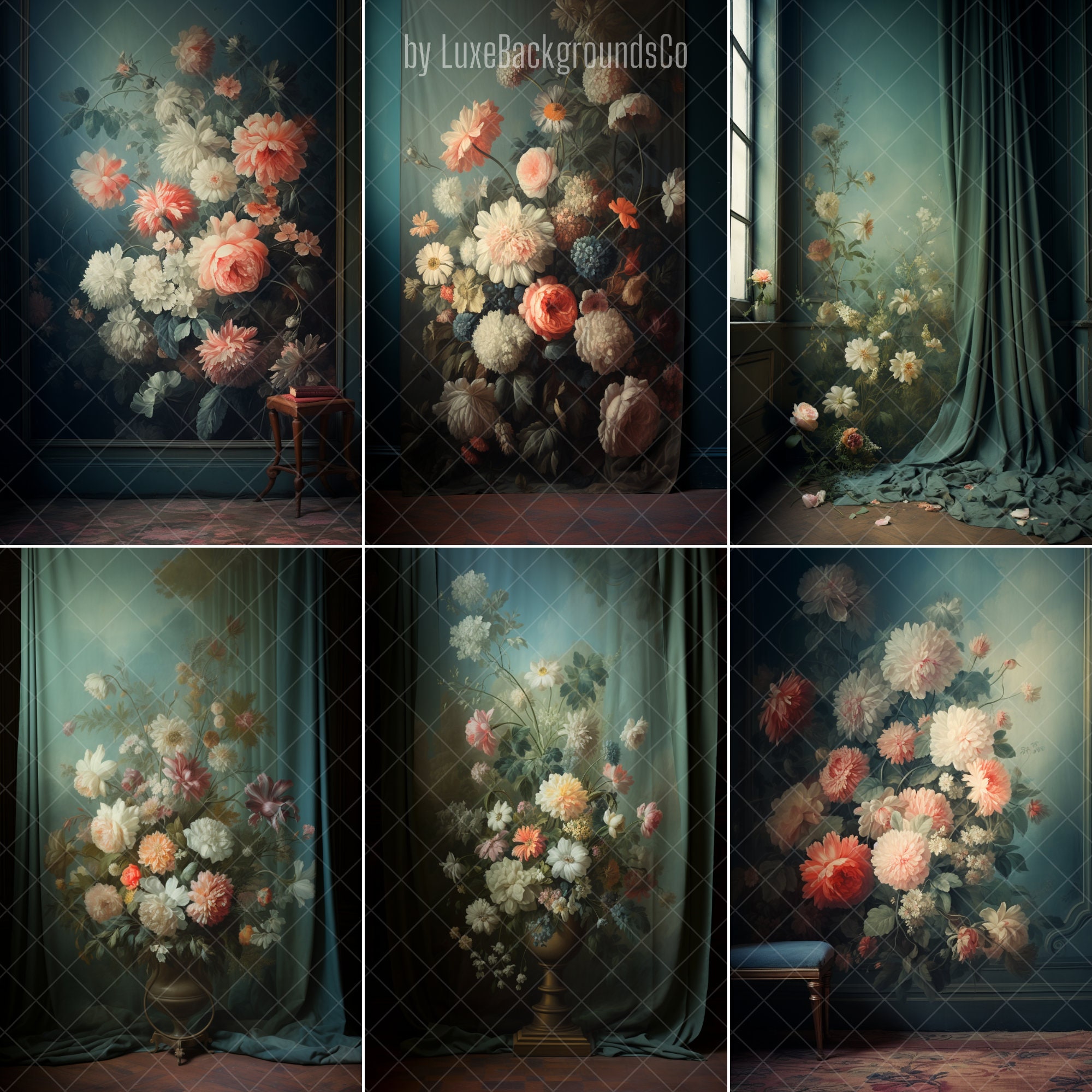 50 Green Floral Fine Art Textures, Floral Backdrops, Maternity ...