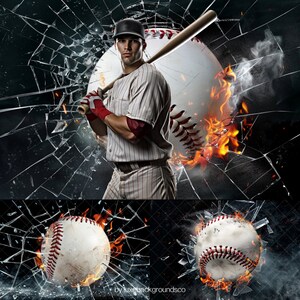 70 Broken Glass Baseball Background, Baseball Backdrop, Sport Poster ...