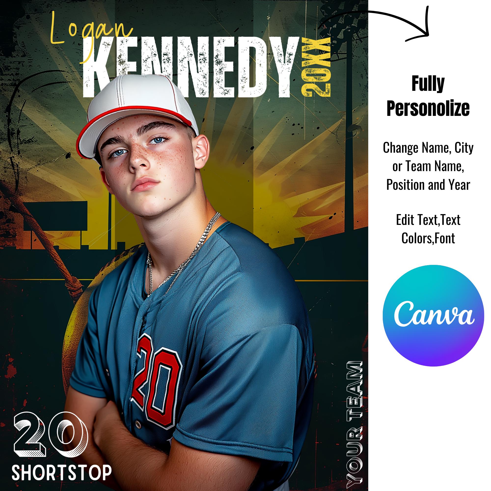 Baseball Poster Canva Template,custom Senior Sports Banner Design ...