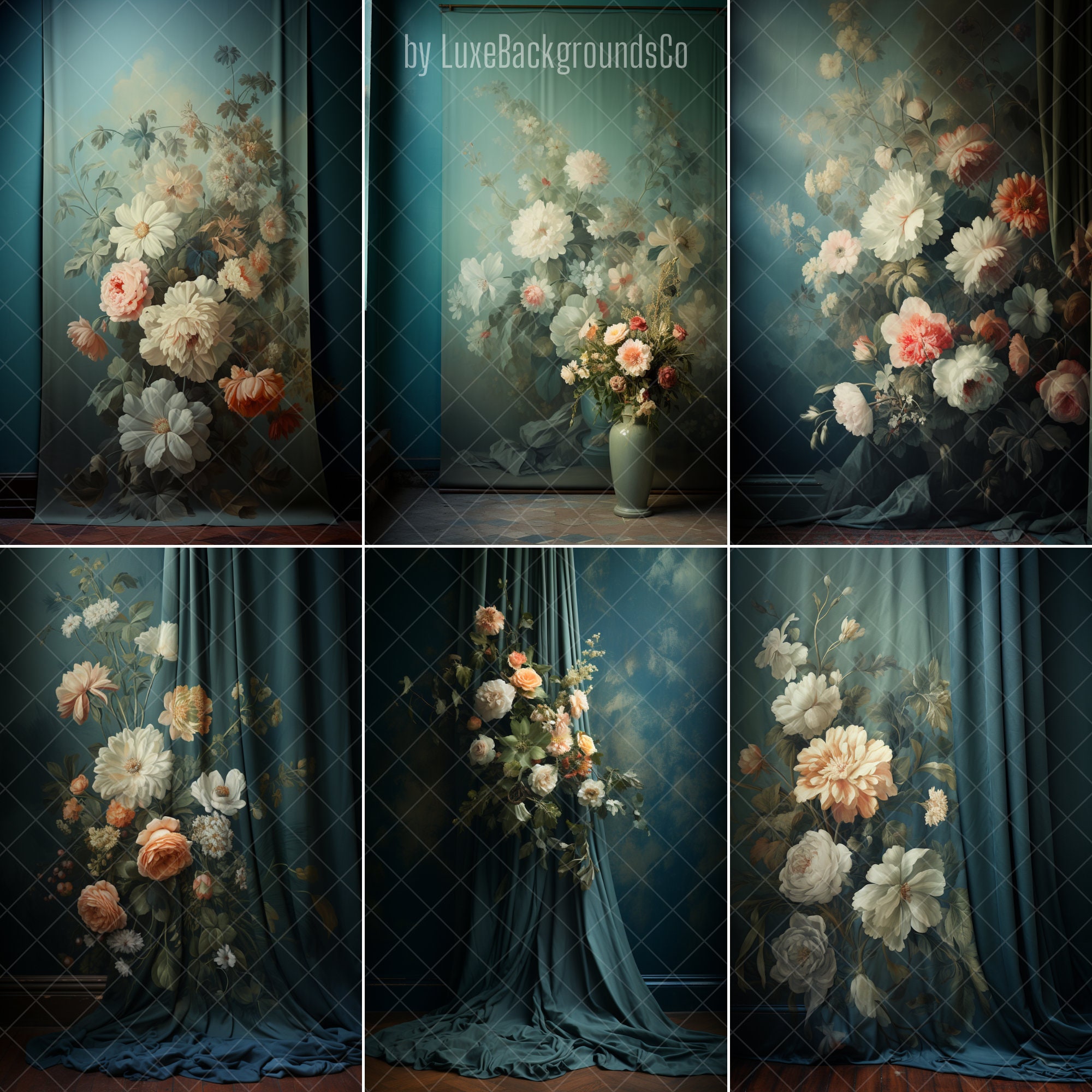 50 Green Floral Fine Art Textures, Floral Backdrops, Maternity ...