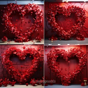 60 Red Heart Flowers Arch Stage Backdrops,valentine's Day Rustic ...
