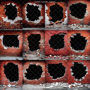 60 Sport Portrait Backdrop, Broken Brick Wall Backdrop, Perfect as ...