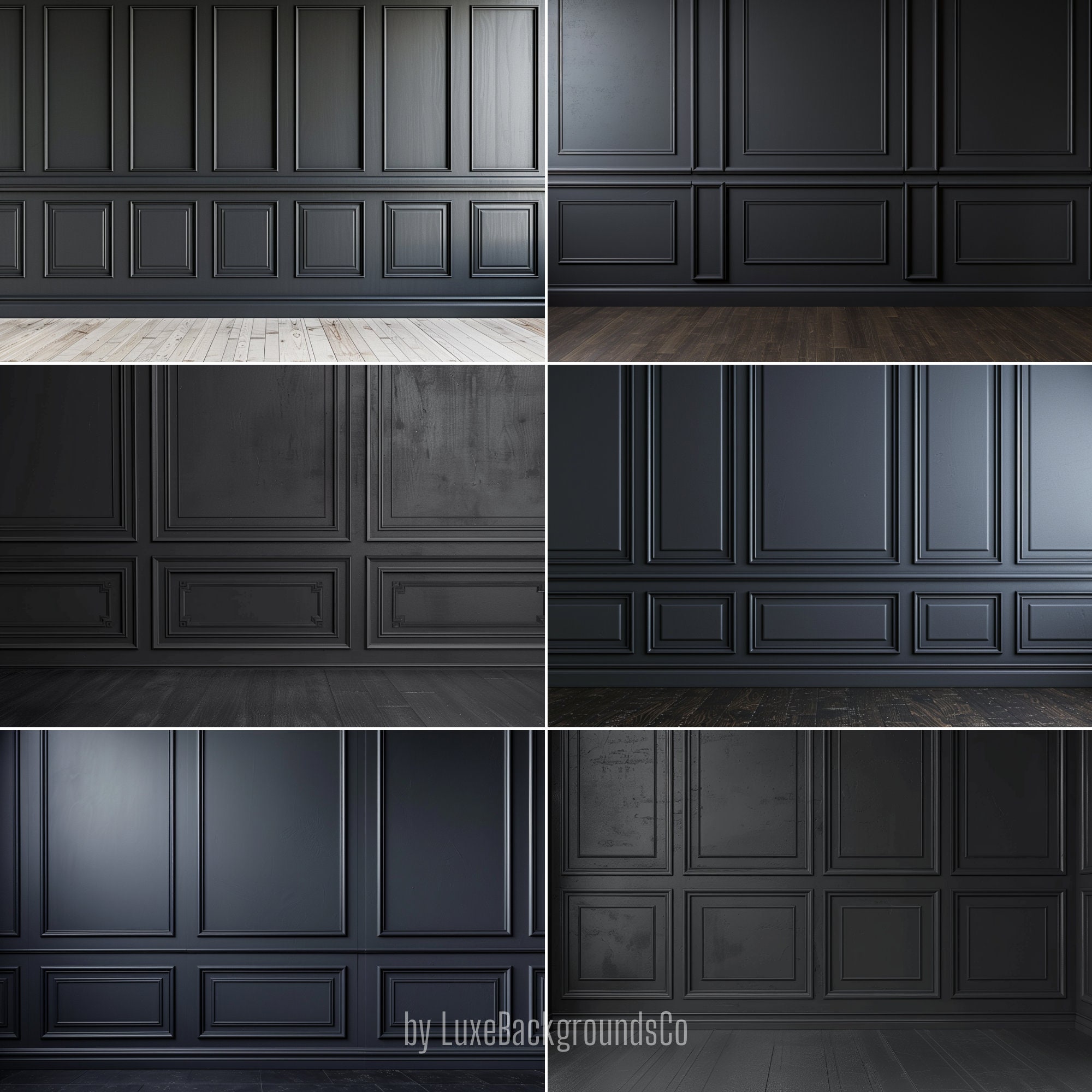 110 Dark Wood Panel Wall Backdrop, Elegant Dark Room Backdrop, Black ...