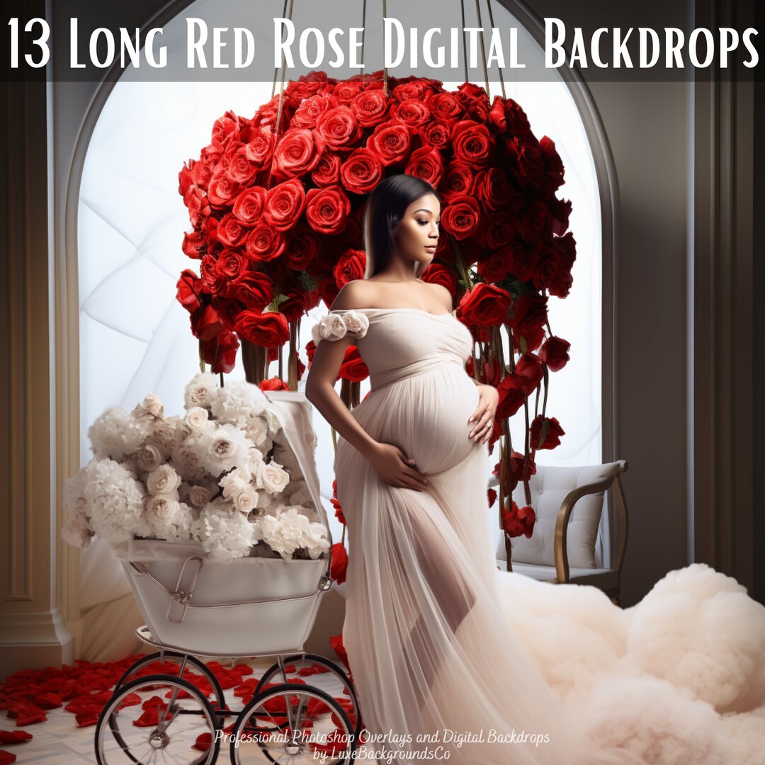 13 Long Red Rose Digital Backdrops, Floral Arch Backdrop,maternity ...