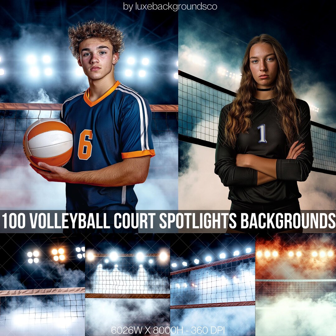 100 Volleyball Court Digital Backgrounds With Stadium Lights, Sport ...
