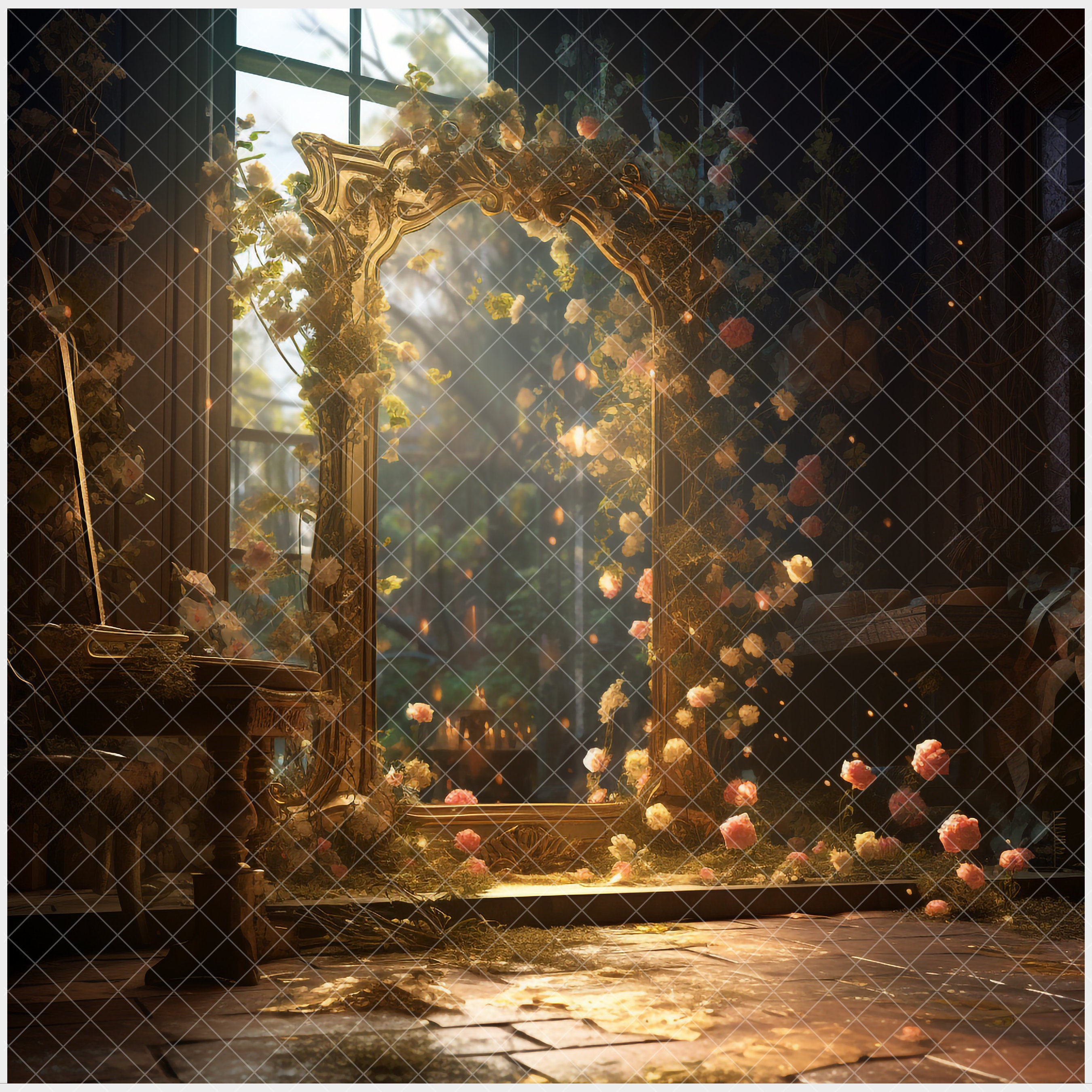 12 Flower Mirror Backdrop, Mirror Backdrop, Maternity Backdrop ...