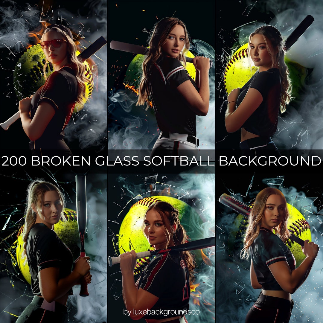 200 Broken Glass Softball Backdrops,sport Poster,softball Poster, Fire ...