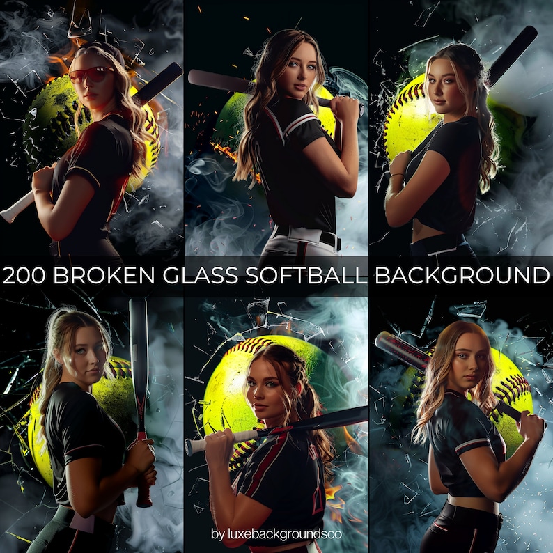 200 Broken Glass Softball Backdrops,sport Poster,softball Poster, Fire ...