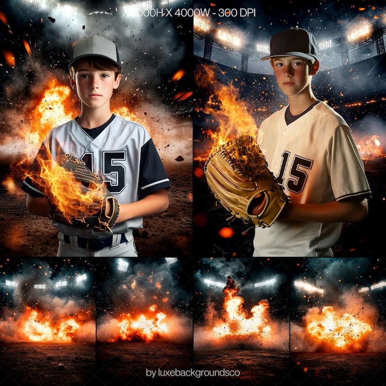 110 Fire Explosion Stadium Backdrop - Baseball & Softball Photography ...