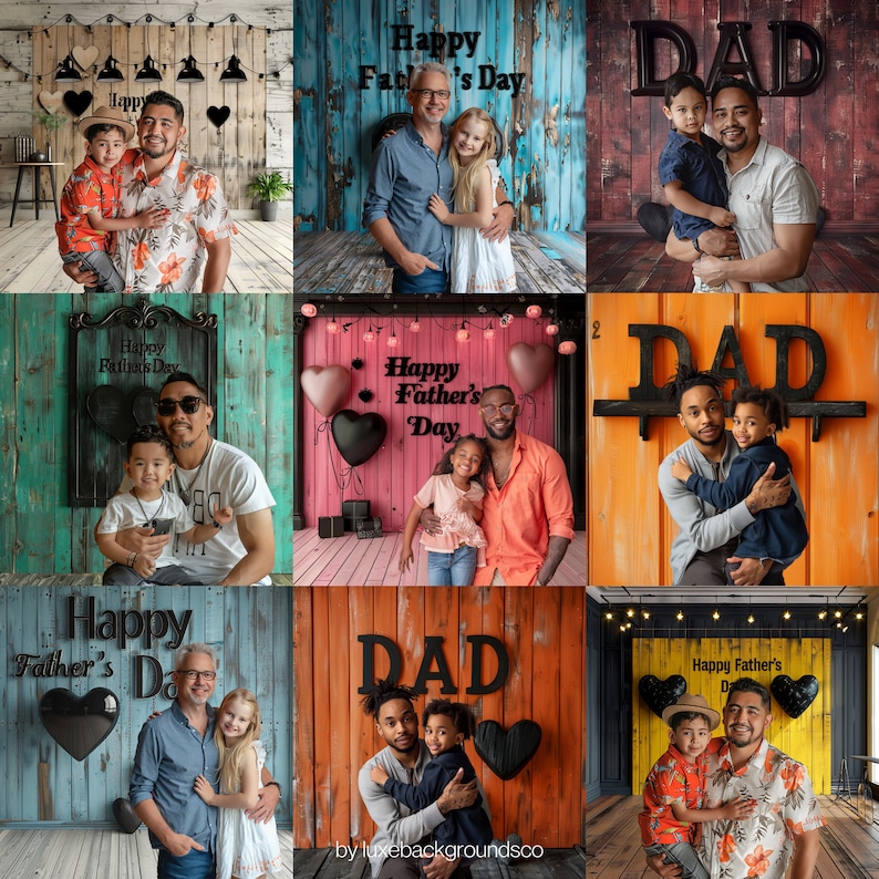 60 Colorful Wooden Wall Backdrops for Father's Day, Printable Cards for ...