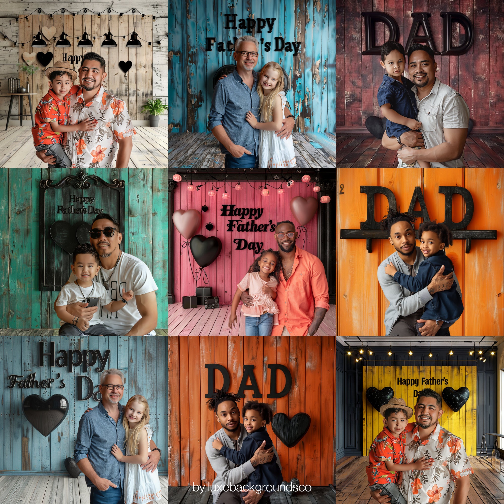 60 Colorful Wooden Wall Backdrops for Father's Day, Printable Cards for ...
