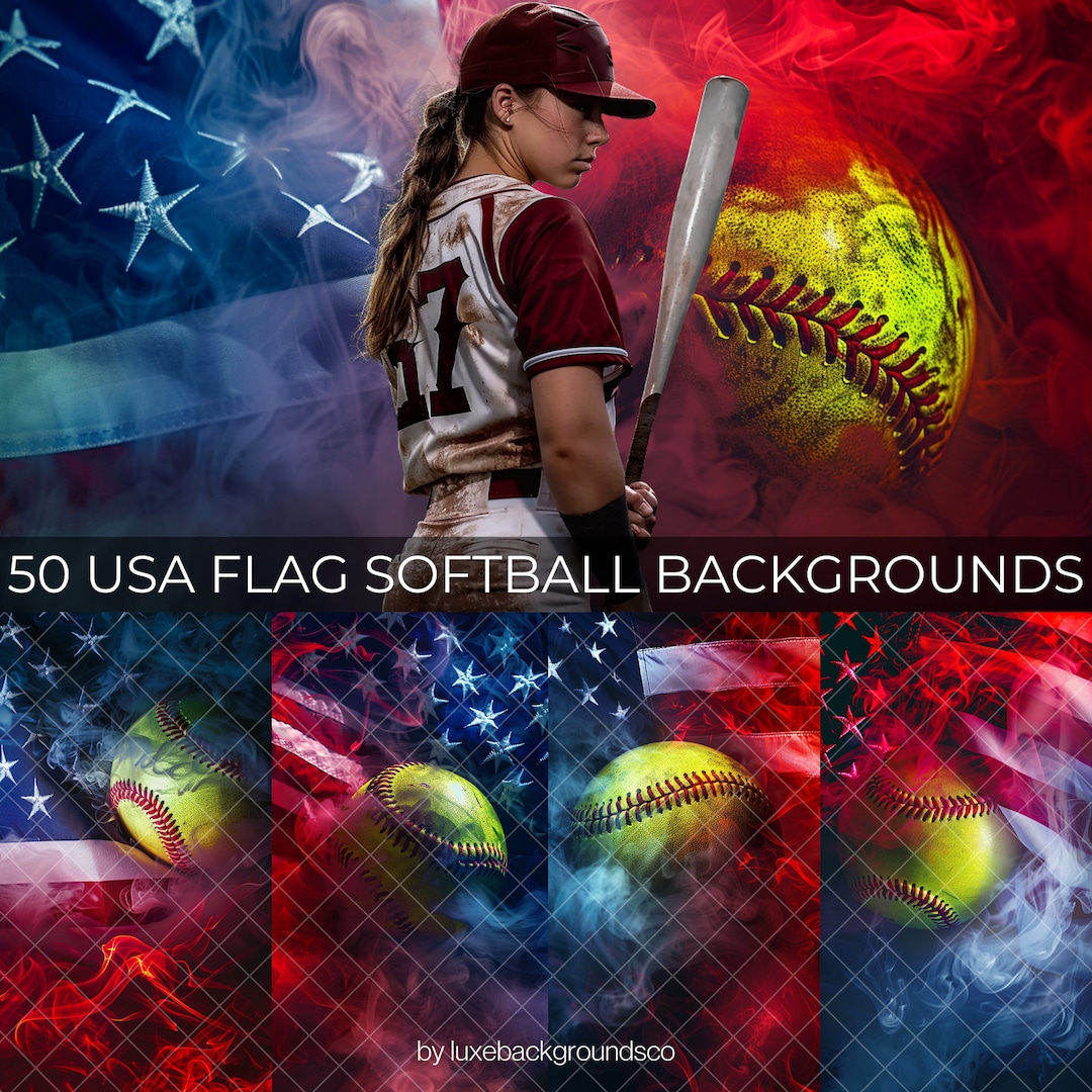 50 American Flag Softball Background,patriotic Athlete Backdrop,senior ...
