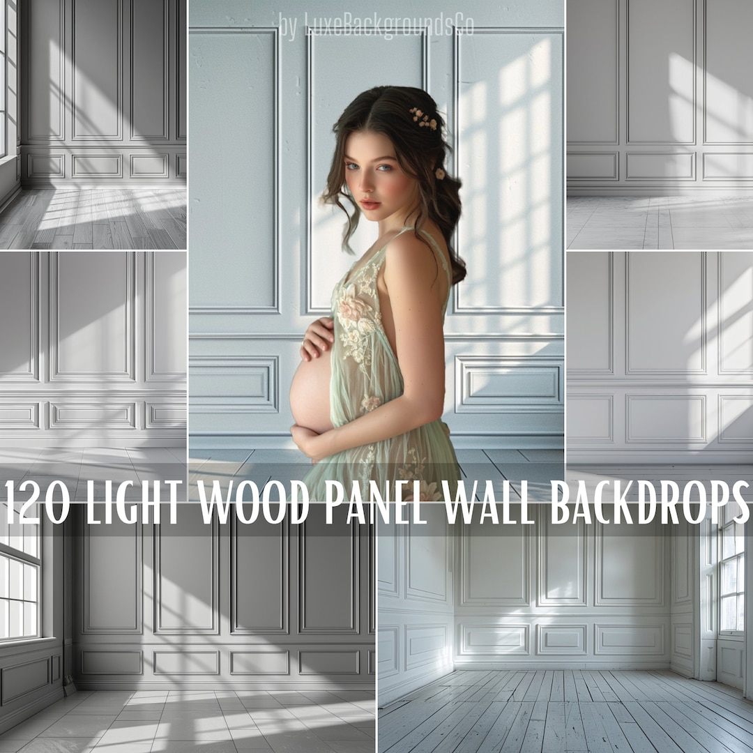 120 Light Wood Panel Wall Backdrop, Elegant Light Room Backdrop, White ...