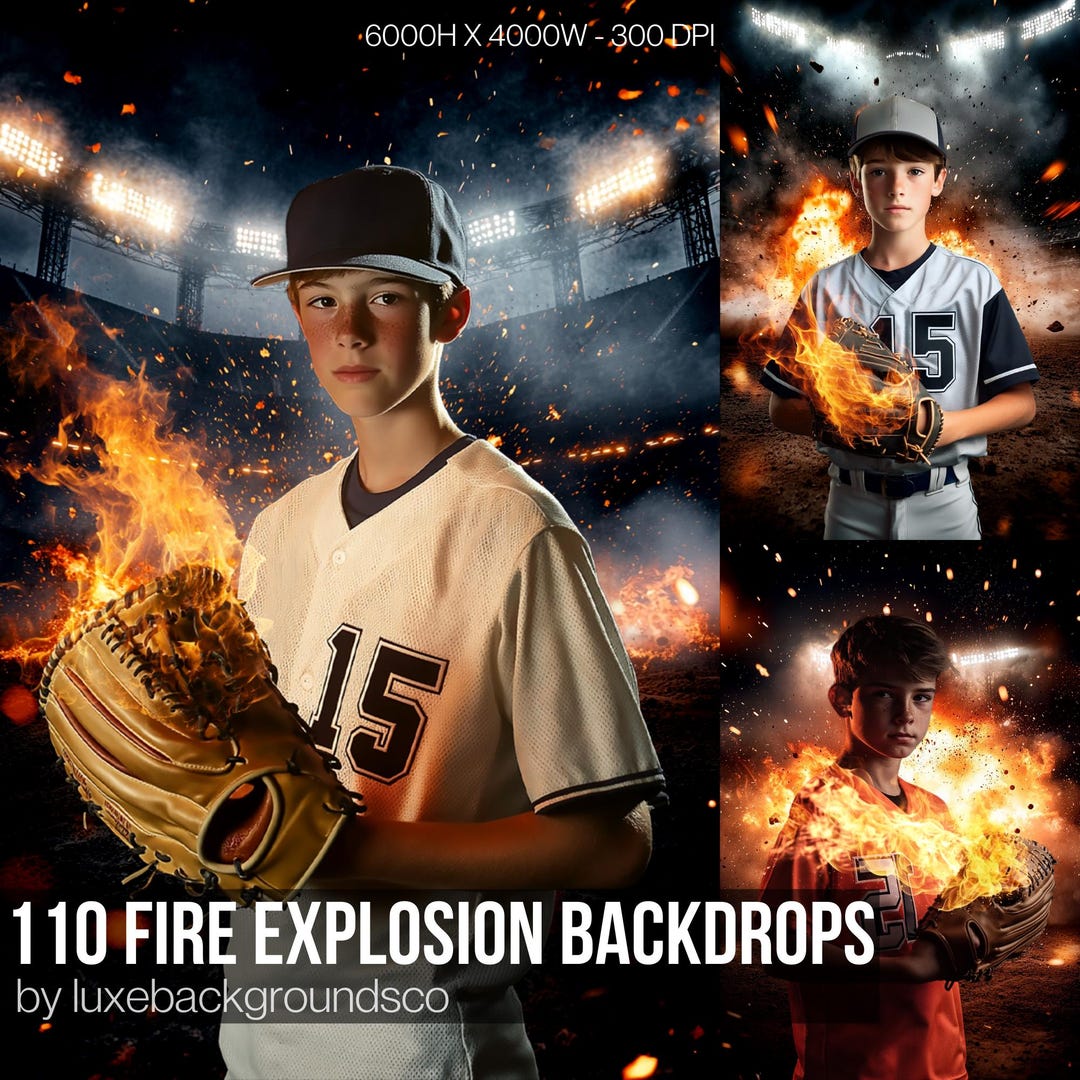 110 Fire Explosion Stadium Backdrop - Baseball & Softball Photography ...