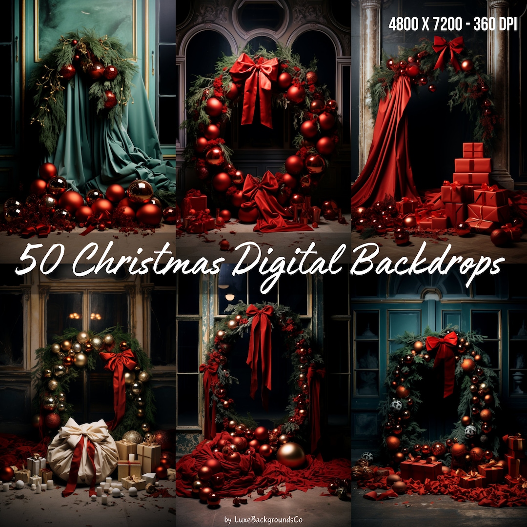 50 Christmas Digital Backdrop, Christmas Digital Background, Santa ...