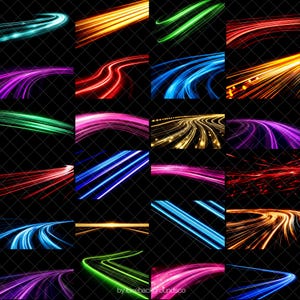 100 Speed Motion Overlays for Photoshop, Sports Light Effects, Digital ...