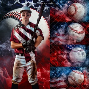 50 USA Flag Baseball Background, Patriotic Baseball Backdrop, Senior ...