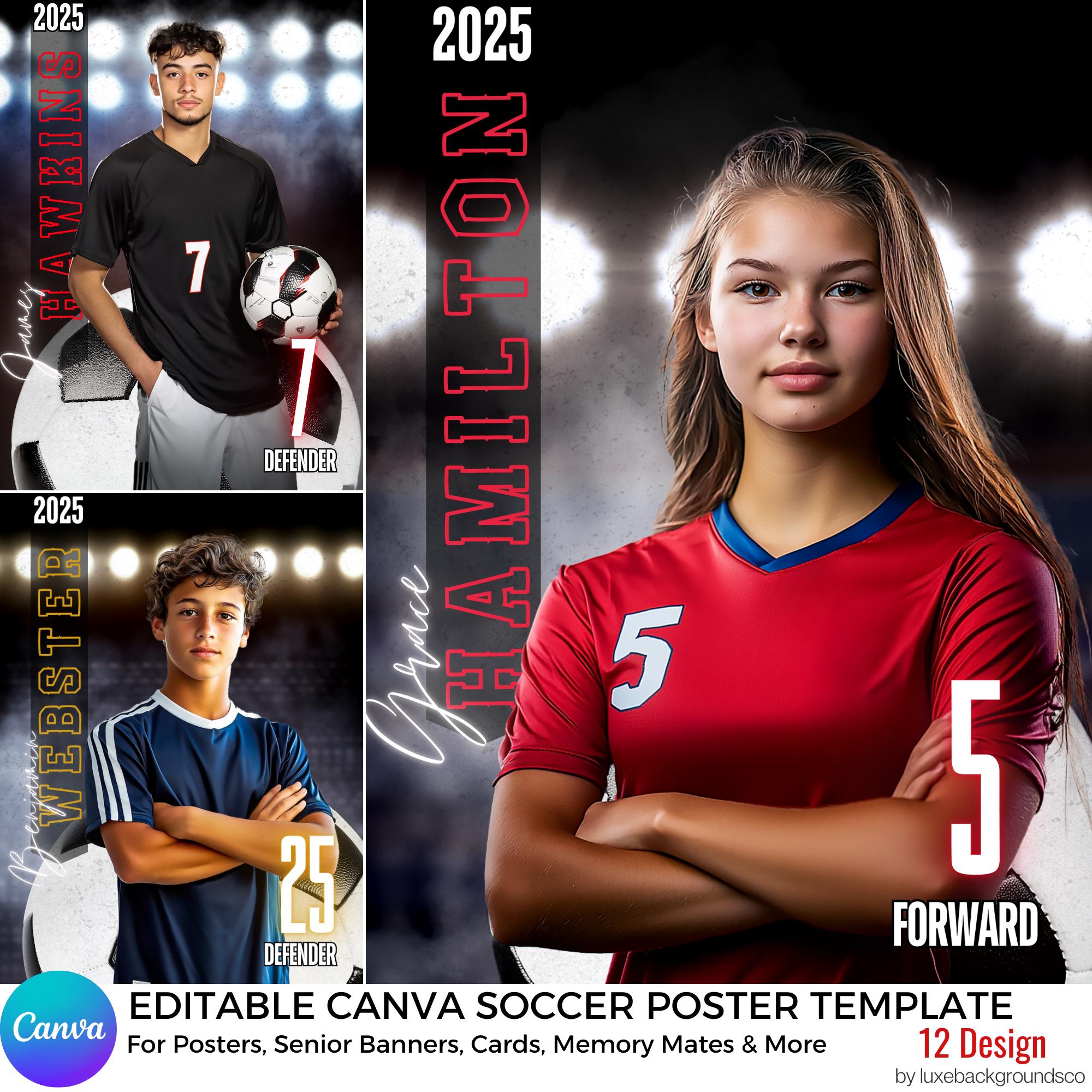 Editable Soccer Poster Template,canva Senior Night Banner,personalized ...