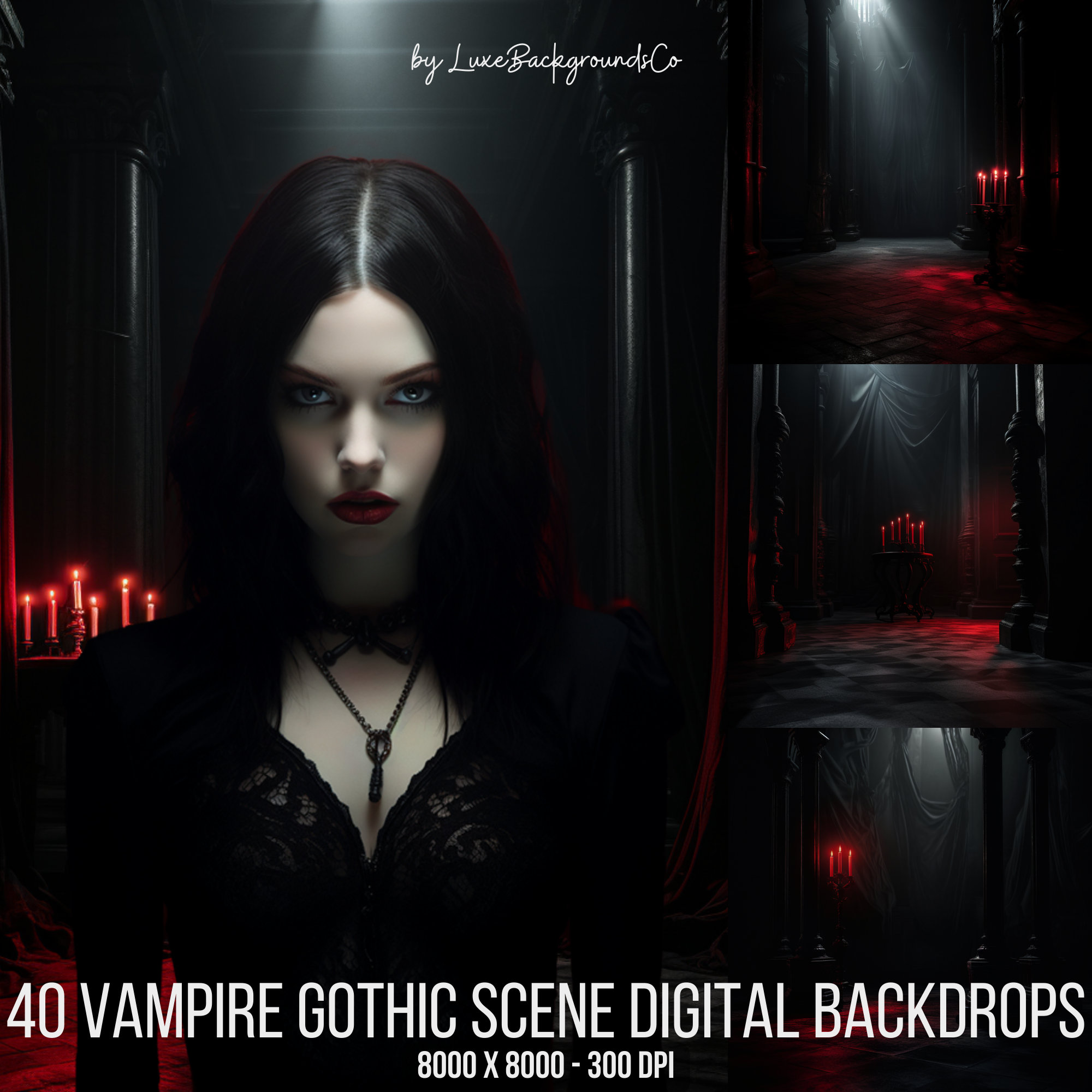 40 Vampire Gothic Scene Digital Backdrop,halloween Backdrop, Dark and ...