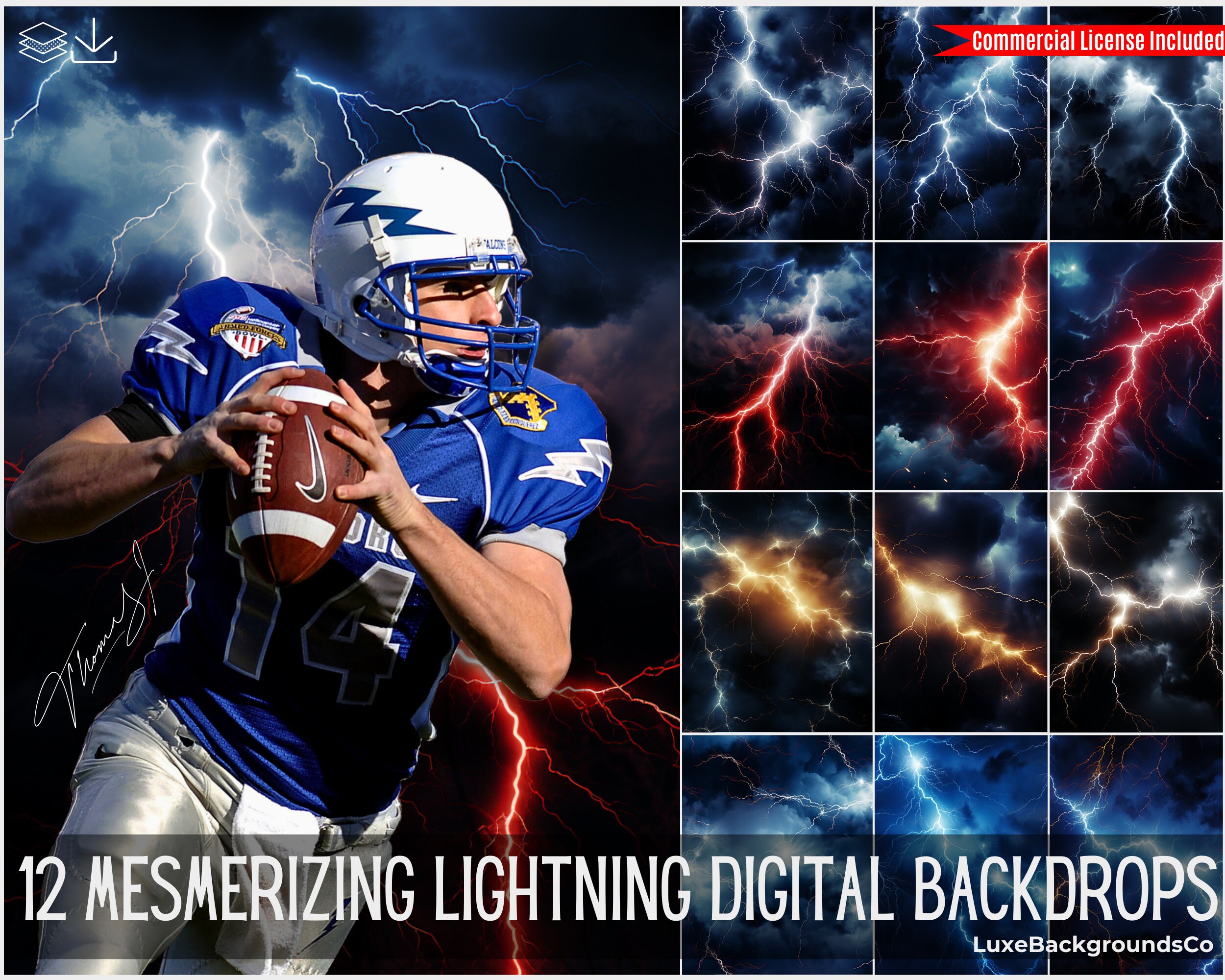 12 Mesmerizing Lightning Digital Backdropsphotoshop Overlays - Etsy