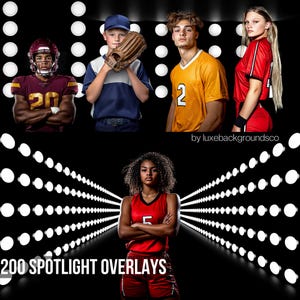 200 Spotlight Overlays for Sports, Digital Light Overlays for Photoshop ...