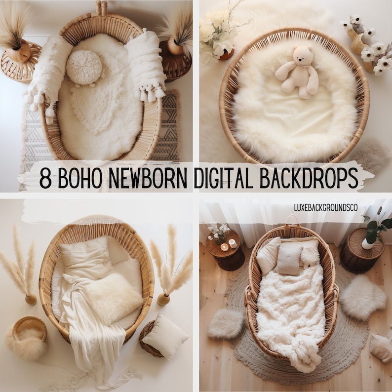 8 White Boho Newborn Backdrop, Studio Background,boho Newborn Backdrop ...