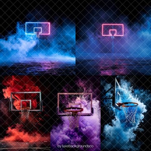 84 BUNDLE Neon Light Basketball Backdrop and Sand Dust Explosion ...