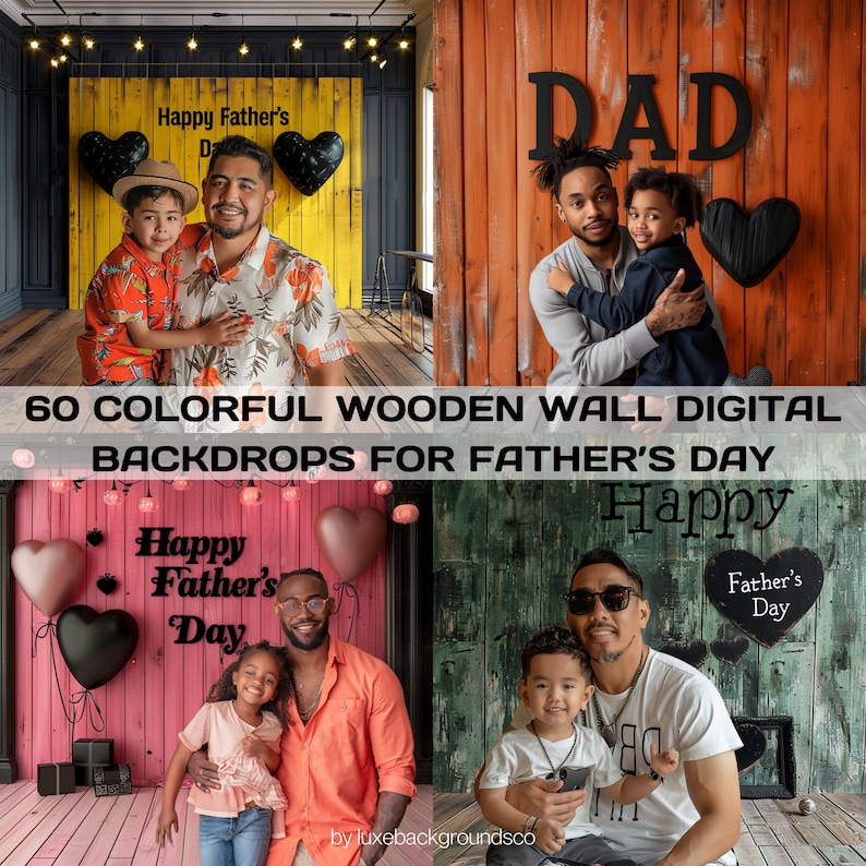 60 Colorful Wooden Wall Backdrops for Father's Day, Printable Cards for ...