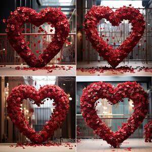 60 Red Heart Flowers Arch Stage Backdrops,valentine's Day Rustic ...