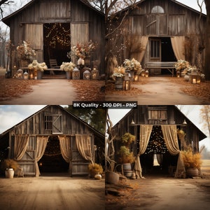 14 Autumn Rustic Barns Digital Backdrops,fall Digital Backgrounds ...