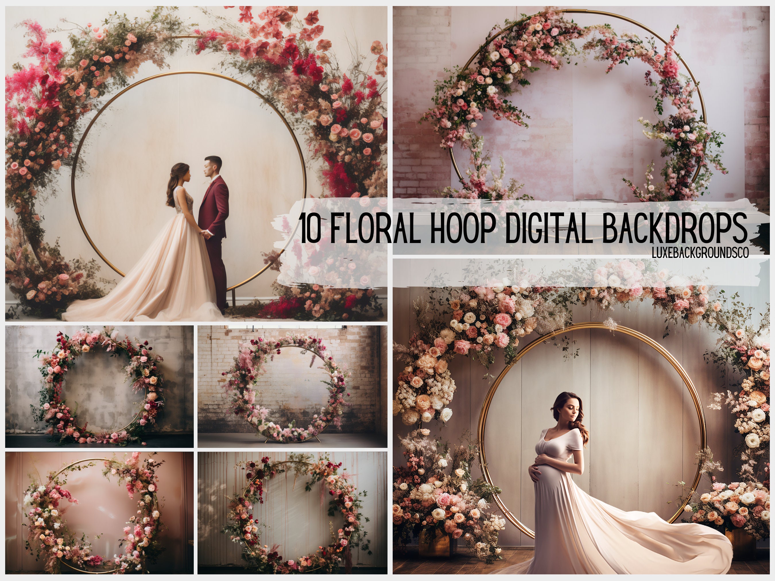 10 Floral Hoop Backdrop, Pregnancy Photoshoot Prop, Maternity Floral ...