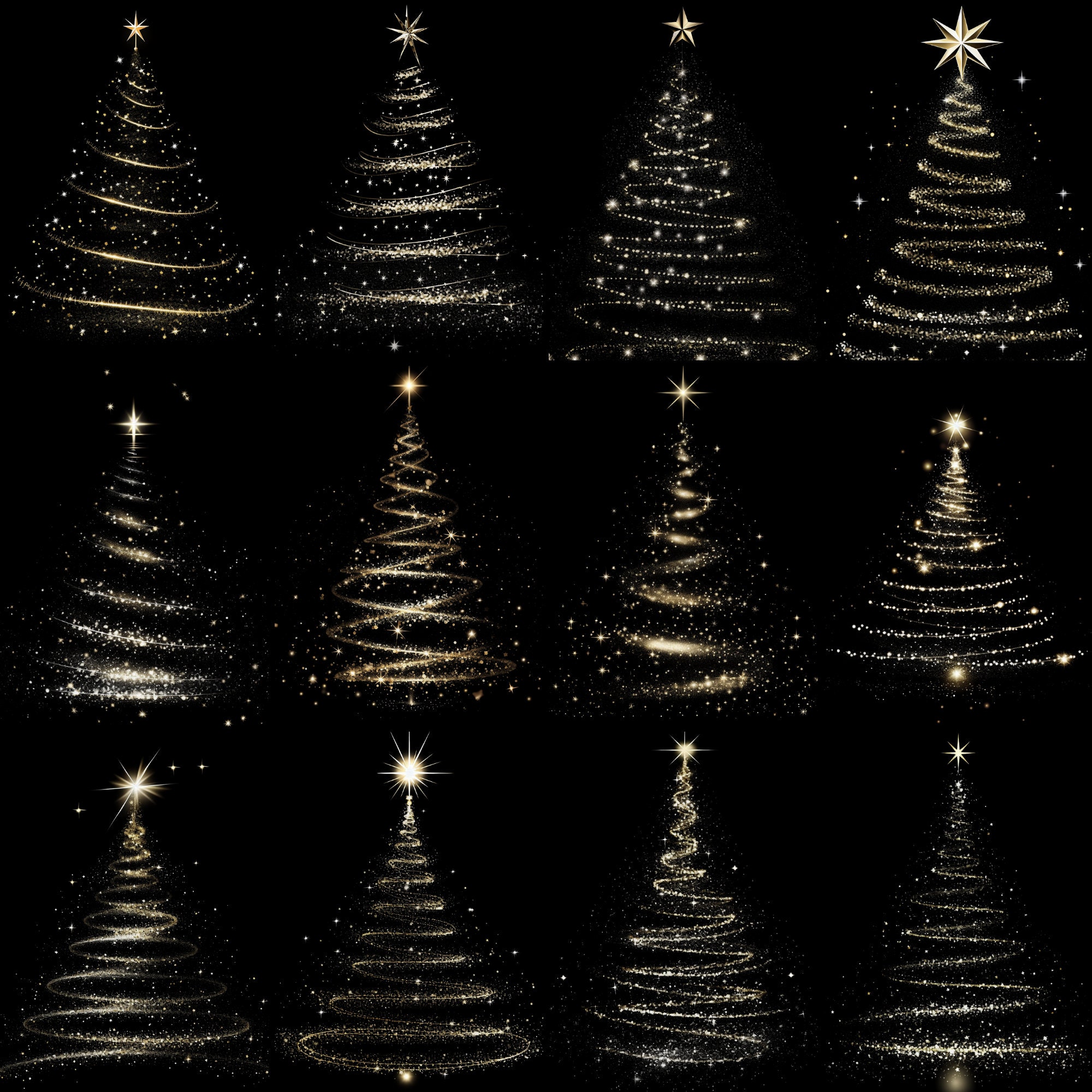 40 Sparkle Christmas Tree Digital Overlay,holiday Tree Lights Effects ...