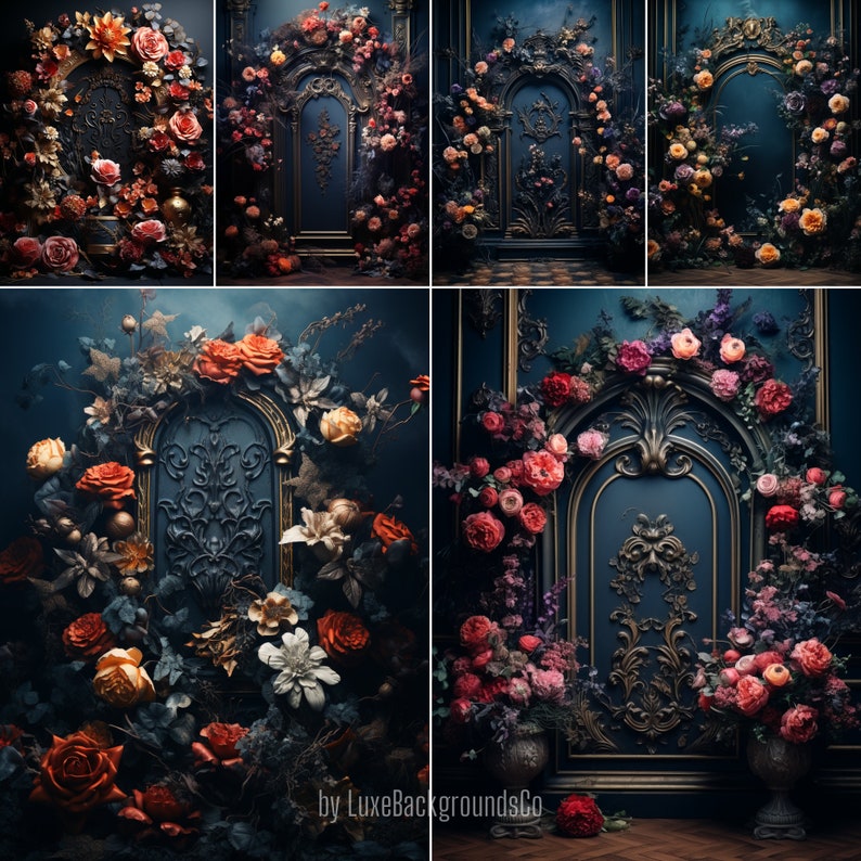 35 Gothic Floral Backdrops, Gothic Scene Digital Backdrop, Halloween ...