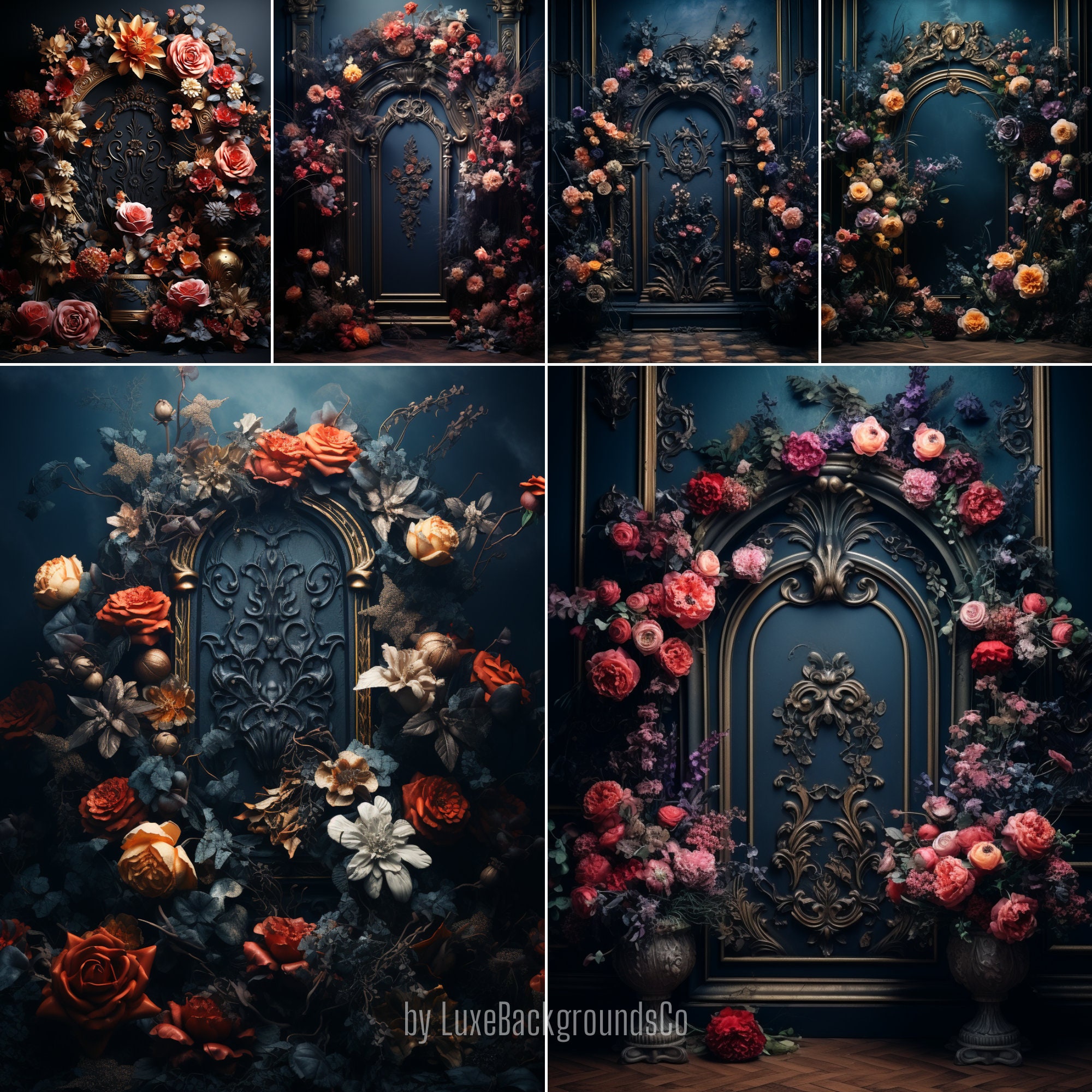 35 Gothic Floral Backdrops, Gothic Scene Digital Backdrop, Halloween ...