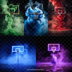 84 BUNDLE Neon Light Basketball Backdrop and Sand Dust Explosion ...