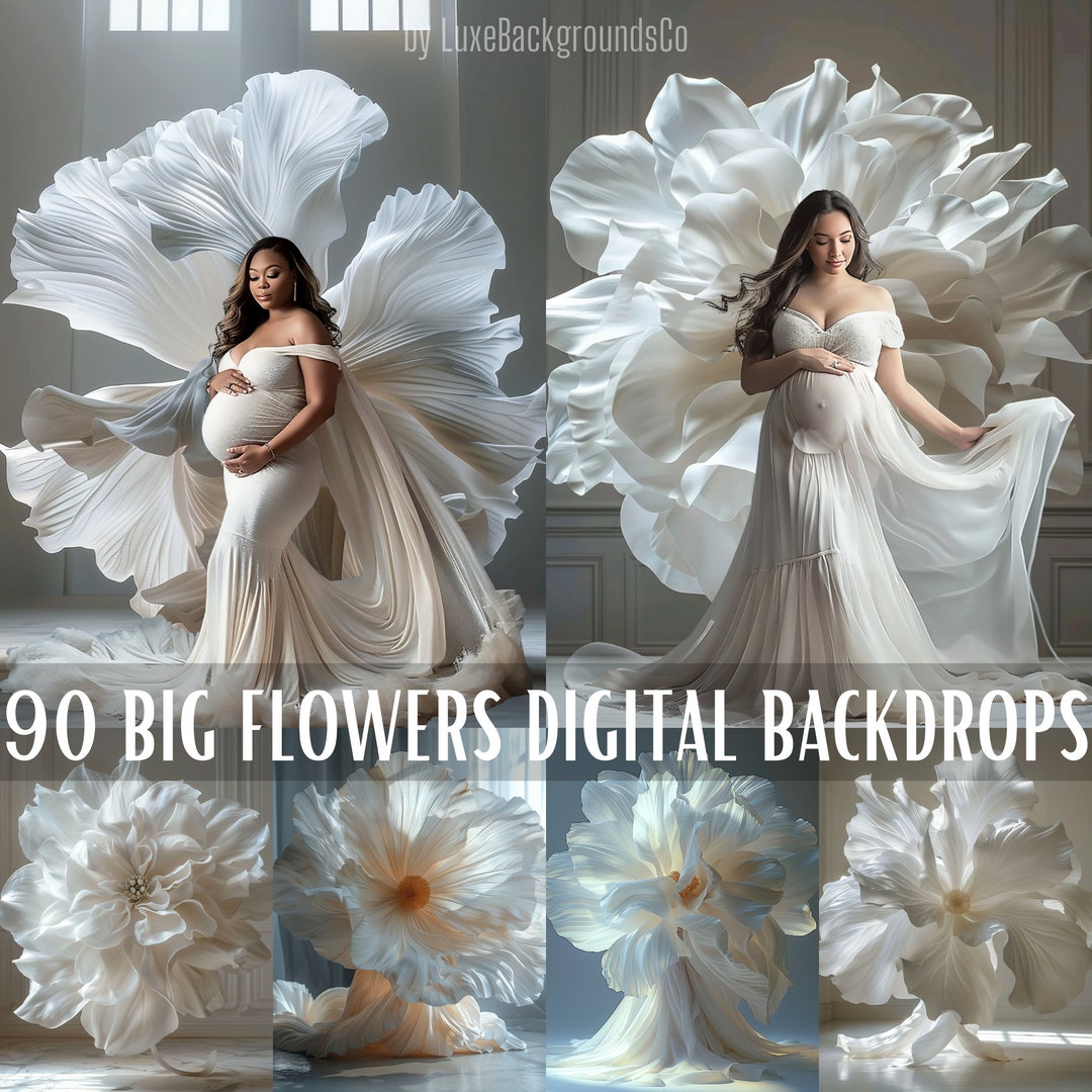 90 Big Flowers Backdrops, Maternity Backdrops, Portrait Studio Backdrop ...