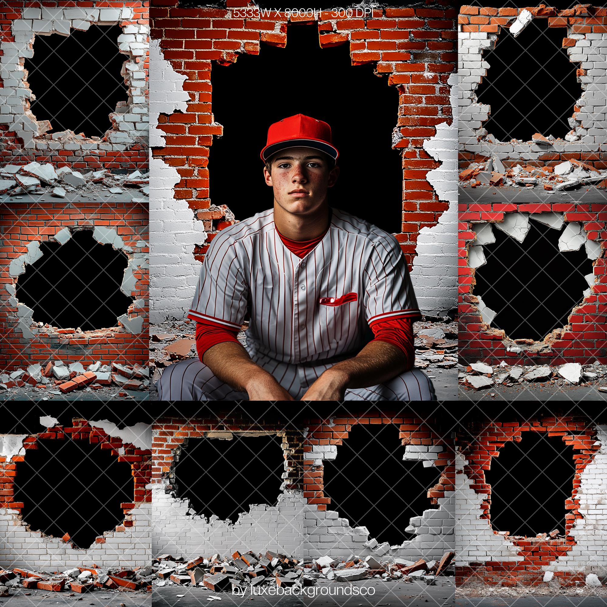 60 Sport Portrait Backdrop, Broken Brick Wall Backdrop, Perfect as ...