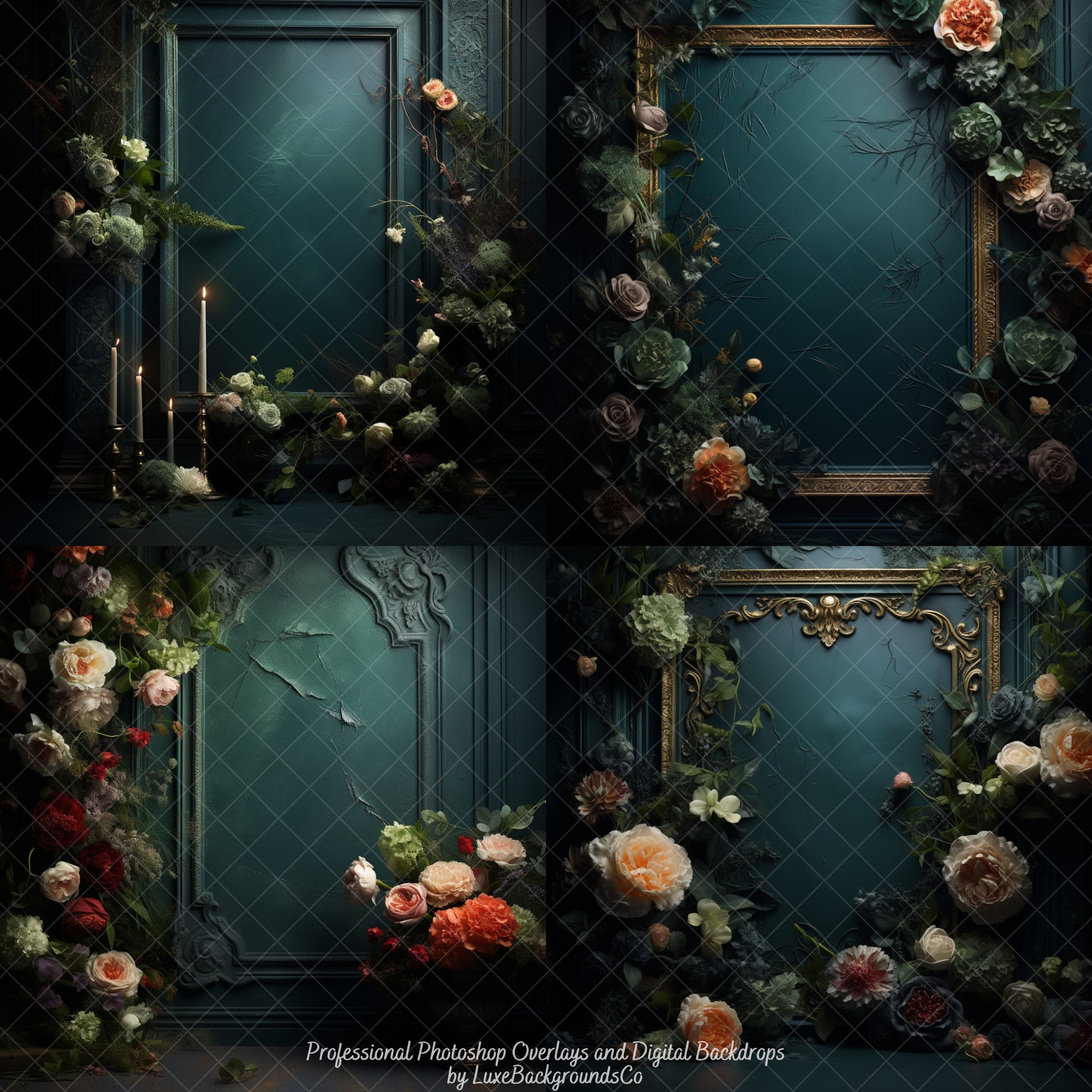 16 Nature's Haven Backdrop, Dark Emerald Photography Backdrop ...