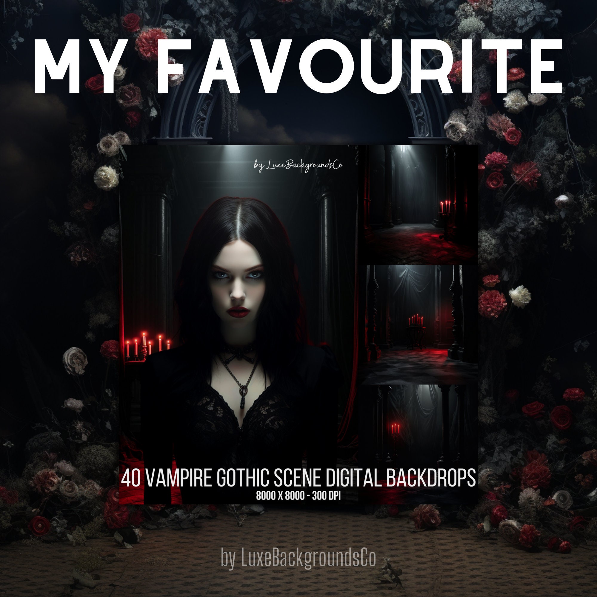 35 Gothic Floral Backdrops, Gothic Scene Digital Backdrop, Halloween ...