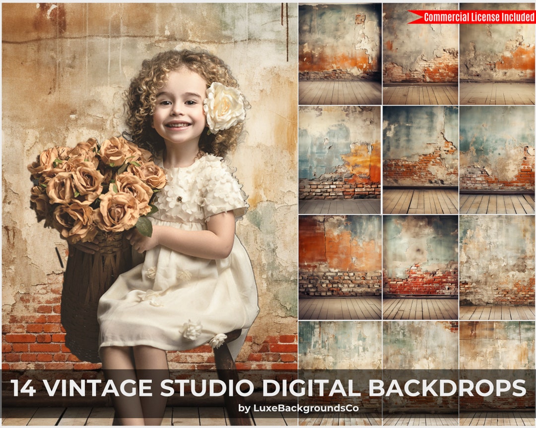 14 Vintage Studio Digital Backdrops,portrait Background,photography ...