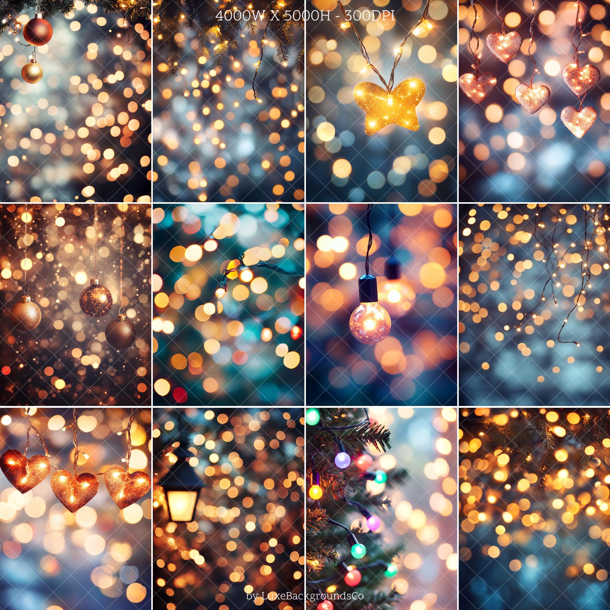 100 Christmas Bokeh Digital Backgrounds - Portrait Photography ...
