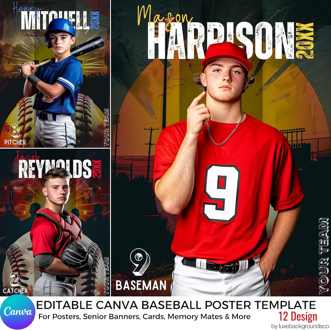 Baseball Poster Canva Template,custom Senior Sports Banner Design ...
