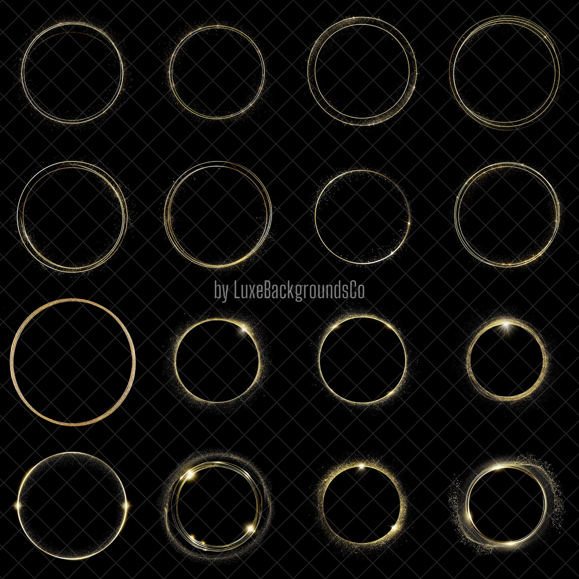 50 Golden Ring PNG Overlays, Golden Circle Overlays, Gold Sparkle Halo ...