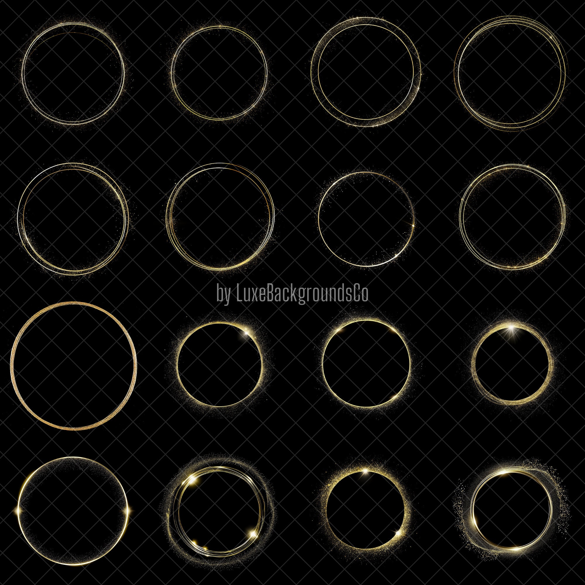 50 Golden Ring PNG Overlays, Golden Circle Overlays, Gold Sparkle Halo ...